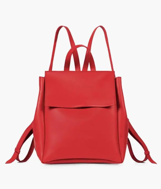 Red Women Leather Backpacks 557 - Galaxy Bags